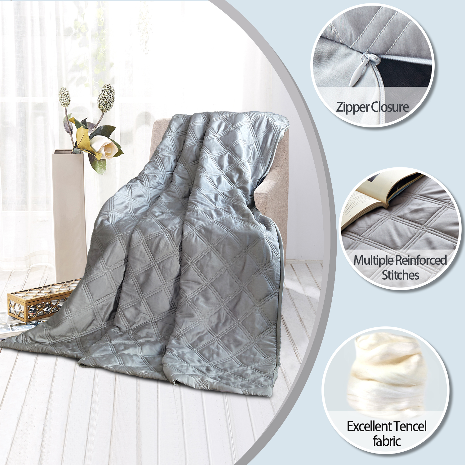 OMYSTYLE Cooling Weighted Blanket Cover 60x80Inches-Queen Size Weighted ...